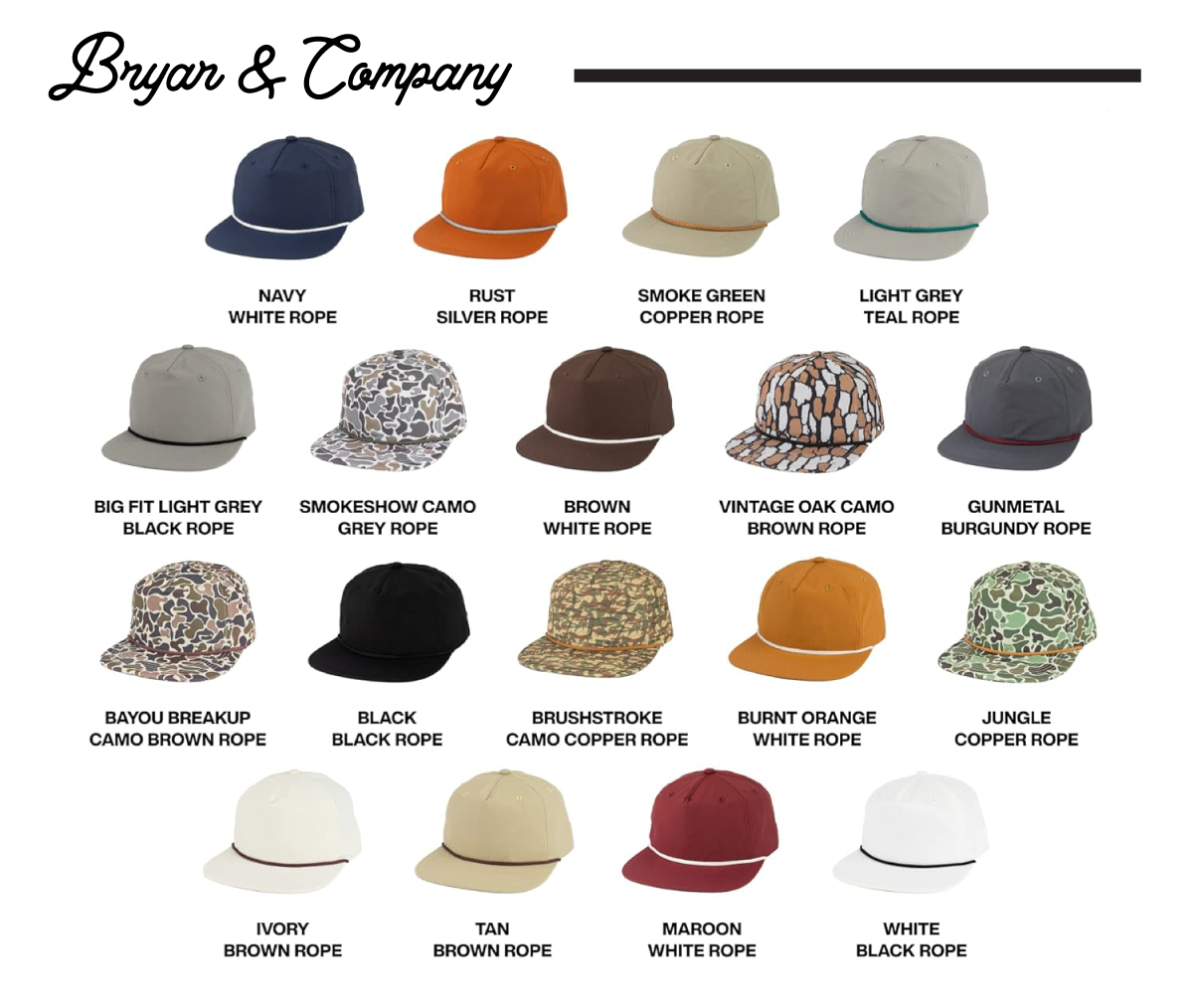 Custom Nylon Blank Rope Hats – Bryar & Company